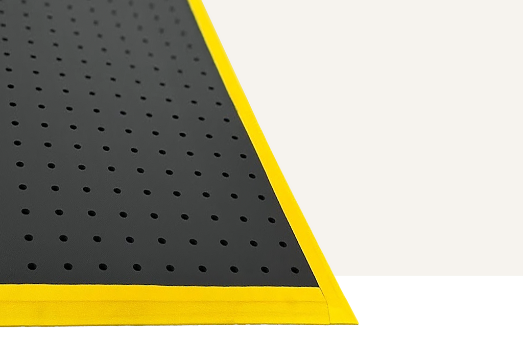 AcroMat 100-1 Series, 3' Wide, Yellow Border, Drainage Holes, Grip-R