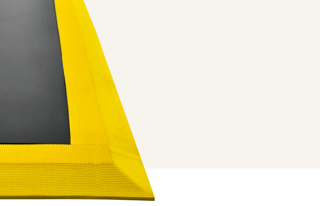 100-Cleanroom Series Anti-Fatigue Mat, 3' Wide, Yellow Border | AcroMat