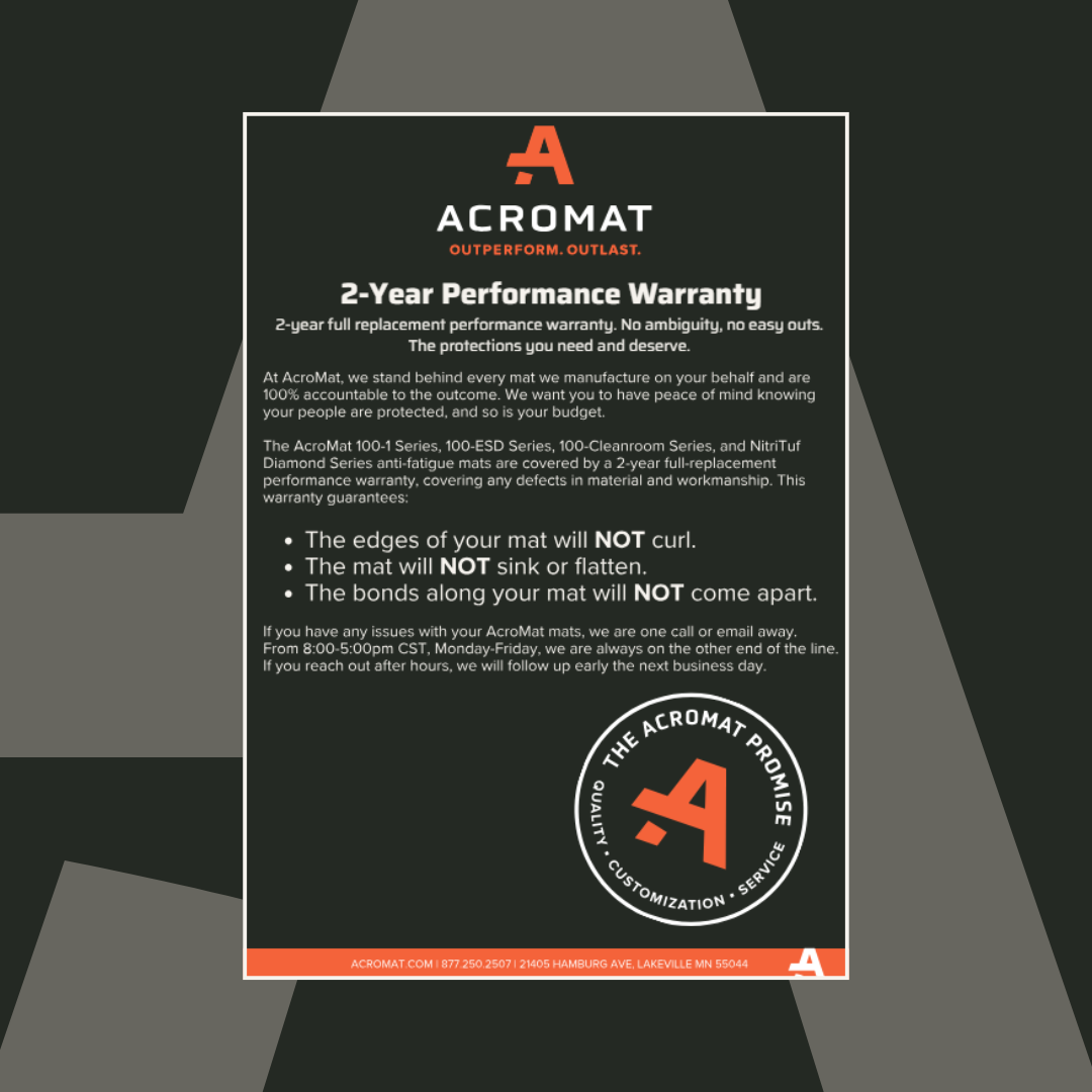 AcroMat Anti-Fatigue Mat Warranty